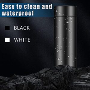 2 Pcs Smart Water Bottles with Digital Temperature Display Coffee Tea Infuser Bottle LED Thermal Cup Double Walled Vacuum Insulated Stainless Steel Flask Leak Proof Travel Mug Keep Warm (Black, White)