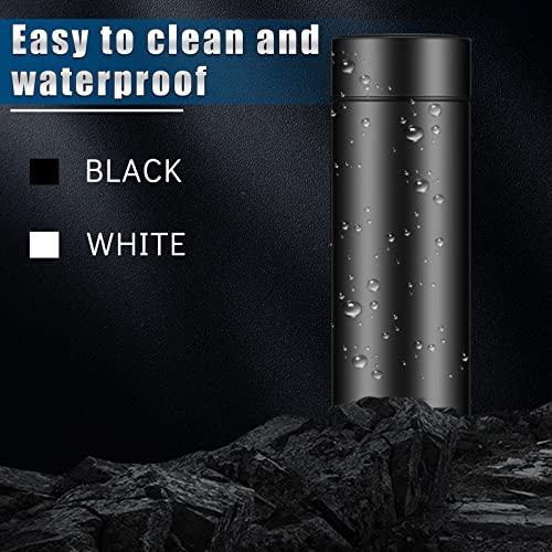 2 Pcs Smart Water Bottles with Digital Temperature Display Coffee Tea Infuser Bottle LED Thermal Cup Double Walled Vacuum Insulated Stainless Steel Flask Leak Proof Travel Mug Keep Warm (Black, White)