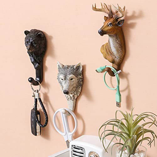 Baluue Cable Resin Wild Wall Door for Hanger- Unique Hook, Coats Hats Livingroom Head Data Household Hanging Art Hooks Key, Decorative Robe Key Hat Keys Wolf Hat, Scarf Hanger Rack