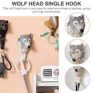 Baluue Cable Resin Wild Wall Door for Hanger- Unique Hook, Coats Hats Livingroom Head Data Household Hanging Art Hooks Key, Decorative Robe Key Hat Keys Wolf Hat, Scarf Hanger Rack