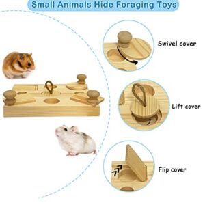 MUYG Wooden Hamster Foraging Toys,Enrichment Foraging Toy Guinea Pig Interactive Hide Treats Puzzle Snuffle Game Small Animal Chew Toys for Chinchilla Rat Bunny Hedgehog Gerbils