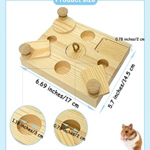 MUYG Wooden Hamster Foraging Toys,Enrichment Foraging Toy Guinea Pig Interactive Hide Treats Puzzle Snuffle Game Small Animal Chew Toys for Chinchilla Rat Bunny Hedgehog Gerbils