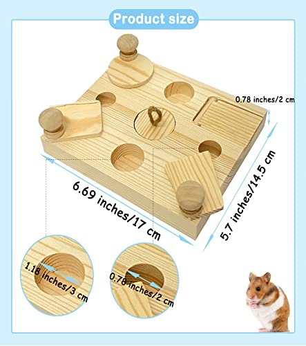 MUYG Wooden Hamster Foraging Toys,Enrichment Foraging Toy Guinea Pig Interactive Hide Treats Puzzle Snuffle Game Small Animal Chew Toys for Chinchilla Rat Bunny Hedgehog Gerbils