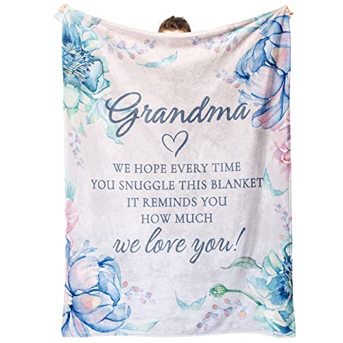 Afterprints Blanket Gifts for Grandma, Grandma Birthday Gifts, Mother‘s Day Gifts for Grandma from Granddaughter Grandchildren, We Love You Cozy Throw Blankets Present 50" x 60"