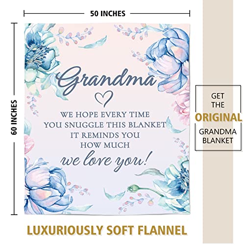 Afterprints Blanket Gifts for Grandma, Grandma Birthday Gifts, Mother‘s Day Gifts for Grandma from Granddaughter Grandchildren, We Love You Cozy Throw Blankets Present 50" x 60"