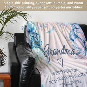 Afterprints Blanket Gifts for Grandma, Grandma Birthday Gifts, Mother‘s Day Gifts for Grandma from Granddaughter Grandchildren, We Love You Cozy Throw Blankets Present 50" x 60"