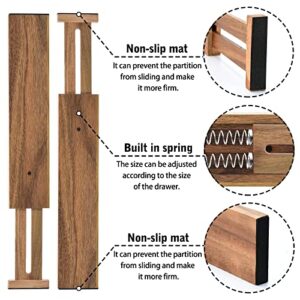 Bambu Masster Acaia wood Kitchen Drawer Dividers 4 Pack,Works in Kitchen,Dresser,Bathroom.