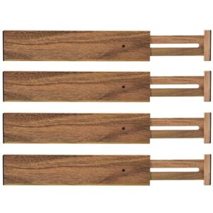 Bambu Masster Acaia wood Kitchen Drawer Dividers 4 Pack,Works in Kitchen,Dresser,Bathroom.