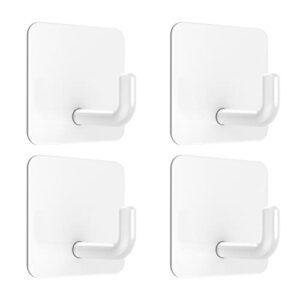 vis'v adhesive hooks, white self adhesive shower wall hooks waterproof stick on hooks stainless steel heavy duty kitchen bathroom sticky hooks for towel loofah key cup hat coat - 4 pcs