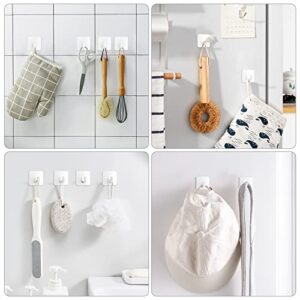 VIS'V Adhesive Hooks, White Self Adhesive Shower Wall Hooks Waterproof Stick on Hooks Stainless Steel Heavy Duty Kitchen Bathroom Sticky Hooks for Towel Loofah Key Cup Hat Coat - 4 Pcs