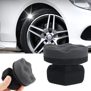 2PCS Tire Shine Applicator Tire Hex Grip Dressing Applicator Pads Tire Sponge Applicator Foam Tire Gel Wet Applicator Car Detailing Reusable Cleaning Supplies for Tire Shine