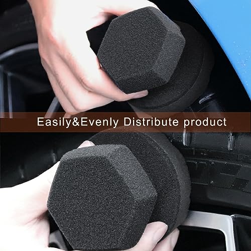 2PCS Tire Shine Applicator Tire Hex Grip Dressing Applicator Pads Tire Sponge Applicator Foam Tire Gel Wet Applicator Car Detailing Reusable Cleaning Supplies for Tire Shine