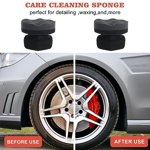 2PCS Tire Shine Applicator Tire Hex Grip Dressing Applicator Pads Tire Sponge Applicator Foam Tire Gel Wet Applicator Car Detailing Reusable Cleaning Supplies for Tire Shine