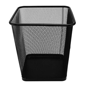 PATKAW Waste Basket Mesh Wastebasket Cylinder Trash Can Iron Garbage Container Square Rubbish Bin for Home Office Bedroom Kitchen Bathroom Black Wire Trash Bin