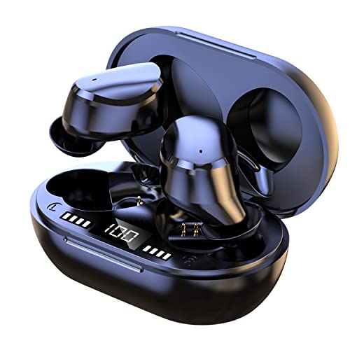 Earbuds Wireless Bluetooth - IPX6 True Wireless Noise Cancelling Earbuds 5.0 Headphones Waterproof Stereo Earphones in Ear Touch Control with Microphone for Sport, Gaming and Running (Black)