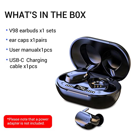 Earbuds Wireless Bluetooth - IPX6 True Wireless Noise Cancelling Earbuds 5.0 Headphones Waterproof Stereo Earphones in Ear Touch Control with Microphone for Sport, Gaming and Running (Black)