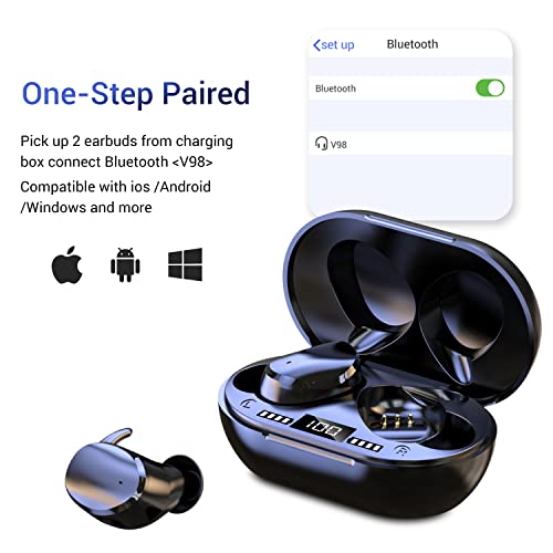 Earbuds Wireless Bluetooth - IPX6 True Wireless Noise Cancelling Earbuds 5.0 Headphones Waterproof Stereo Earphones in Ear Touch Control with Microphone for Sport, Gaming and Running (Black)