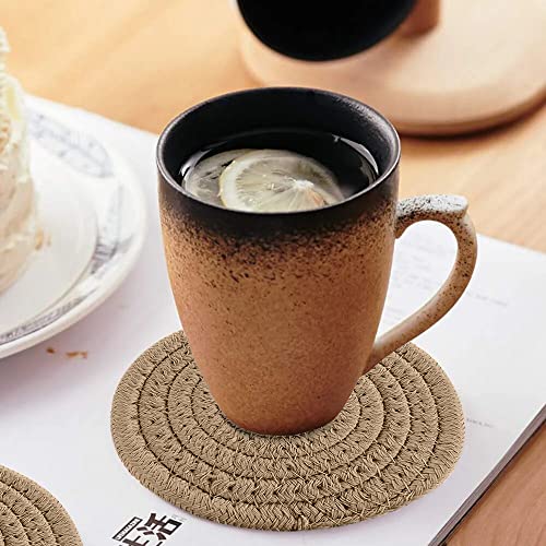 Avalon Cute Coaster Set of 6 Pcs, Super Absorbent Drink Coaster for Desk, Heat Resistant Coaster for Work Desk and Coffee Tabletop Protection Farmhouse Coaster for Home Decor (Brown, 4.3 Inches)