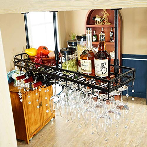 Creative Simplicity Glass Creative Simplicity Wine Rack European Style Creative Simplicity Wine Rack Creative Simplicity Wine Red Tumbler Hanging Bar Drink Holder, PIBM, Black, L100*W25CM