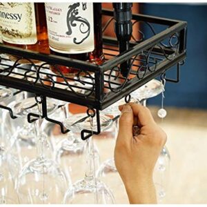 Creative Simplicity Glass Creative Simplicity Wine Rack European Style Creative Simplicity Wine Rack Creative Simplicity Wine Red Tumbler Hanging Bar Drink Holder, PIBM, Black, L100*W25CM