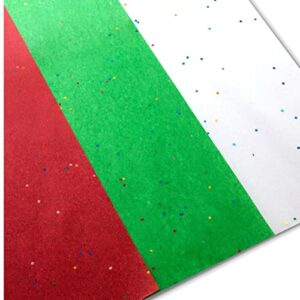 Christmas Tissue Paper for Gift Bags 100 Sheets | Red Green and White Christmas Sheets- Glittery Colorful Sparkle Christmas Wrapping Tissue Paper Bulk 20 X 20" Tissue Sheets