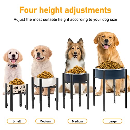 Adjustable Elevated Dog Bowl Stand，Fits 6-11inches Bowls,4 Height Adjustments. Holder for Raised Food Water Feeder，for Large, Medium and Small Dogs