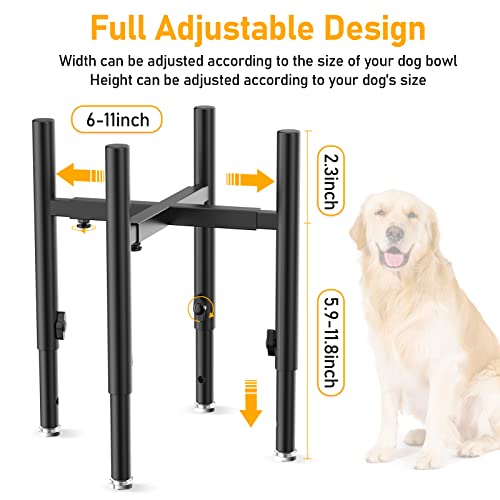 Adjustable Elevated Dog Bowl Stand，Fits 6-11inches Bowls,4 Height Adjustments. Holder for Raised Food Water Feeder，for Large, Medium and Small Dogs