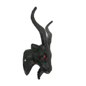 Set of 2 Black Cast Iron Baphomet Wall Hooks: Decorative Coat and Towel Rack, Each 6 Inches High, Easy Installation, Perfect for Spooky Gothic Home Decor