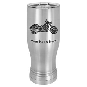 lasergram 14oz vacuum insulated pilsner mug, motorcycle, personalized engraving included (stainless steel)