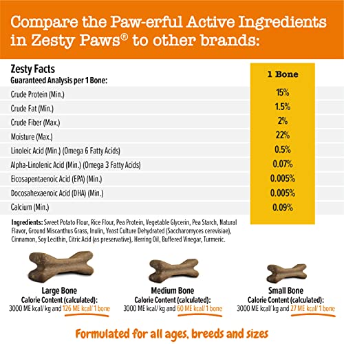 Zesty Paws Dental Bones for Small Dogs - Fights Tartar & Plaque - Gum, Teeth & Bone Health - Cinnamon for Dog Breath - Immune, Joint, Gut, Skin & Coat Support - Omega 3 EPA & DHA & Calcium - 28 ct