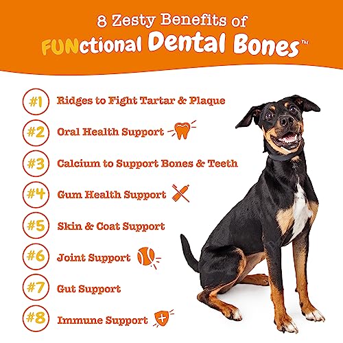 Zesty Paws Dental Bones for Small Dogs - Fights Tartar & Plaque - Gum, Teeth & Bone Health - Cinnamon for Dog Breath - Immune, Joint, Gut, Skin & Coat Support - Omega 3 EPA & DHA & Calcium - 28 ct