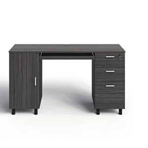 Modern Design By Crafts & comfort Venice Computer Desk - Office Desk with 3 Drawers & CPU Storage Cabinet - Laptop Workstation with Keyboard Tray & Cable Hole - Home & Office Supplies -Slate/Black