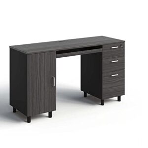 Modern Design By Crafts & comfort Venice Computer Desk - Office Desk with 3 Drawers & CPU Storage Cabinet - Laptop Workstation with Keyboard Tray & Cable Hole - Home & Office Supplies -Slate/Black