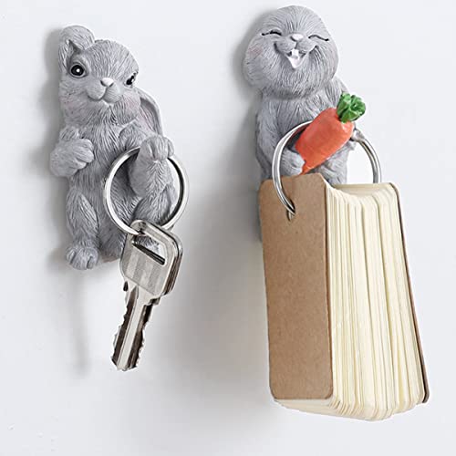 Cabilock Free Gray Kitchen Beckoning Towel Adhesive Bag Sundries Hanging Coat Rabbit Clothes Shape Shaped Wall Hangers Organizer Resin Hanger Figurine Door Bathroom Punch Hat Bunny Hooks