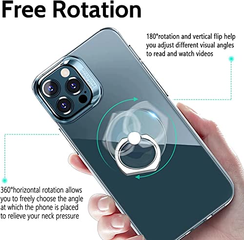 NLQHOPTS Transparent Cell Phone Ring Stand Holder, 4 Packs Phone Ring Holder Kickstands, 360° Degree Rotation Clear Finger Ring Grip Stand Compatible with Most Smartphones and Tablet