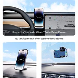 Marnana Fast Charging Wireless Car Charger Mount, Magnetic Foldable Car Phone Holder for Tesla Model 3/Y Designed for MagSafe Compatible with iPhone 12/13/14 Series