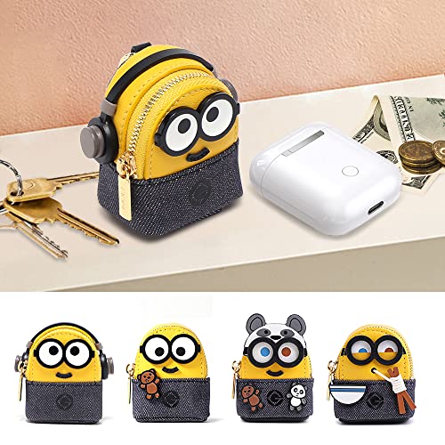 FION x Minion Mini Pouch Small Nano Bag for Airpods Cute Earphone Case Tiny Coin Purse with Removable Crossbody Strap