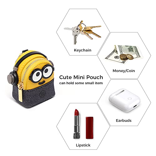 FION x Minion Mini Pouch Small Nano Bag for Airpods Cute Earphone Case Tiny Coin Purse with Removable Crossbody Strap