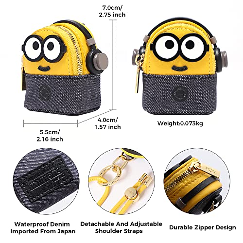 FION x Minion Mini Pouch Small Nano Bag for Airpods Cute Earphone Case Tiny Coin Purse with Removable Crossbody Strap