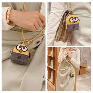 FION x Minion Mini Pouch Small Nano Bag for Airpods Cute Earphone Case Tiny Coin Purse with Removable Crossbody Strap