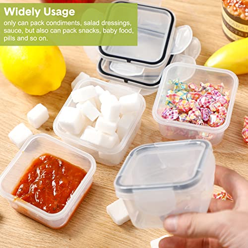 Zopeal 20 Pcs Small Food Container Mini Salad Dressing Container Plastic 5 oz Square Snack Food Condiment Containers Reusable Sauce Cups with Lids for Baby Lunch Picnic Travel