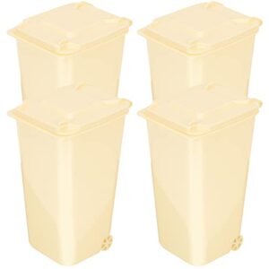 zerodeko trash cans 4pcs mini trash can desktop waste garbage bin with lid wastebasket countertop wastebasket trash can for home office vanity tabletop bedroom bathroom yellow small trashcan