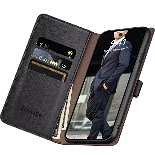 XcaseBar for Samsung Galaxy S23 5G Wallet case with 【RFID Blocking】 Credit Card Holder,Flip Folio Book PU Leather Phone case Shockproof Protective Cover Women Men for Samsung S23 case Black