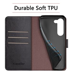 XcaseBar for Samsung Galaxy S23 5G Wallet case with 【RFID Blocking】 Credit Card Holder,Flip Folio Book PU Leather Phone case Shockproof Protective Cover Women Men for Samsung S23 case Black