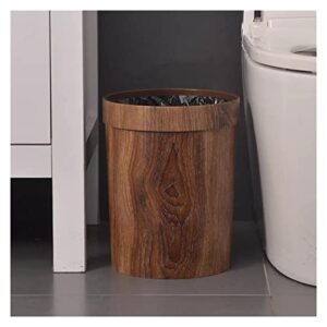 TIMLUX Retro Wood Grain Trash Can Home Living Room Kitchen Garbage Bin Office Toilet Paper Basket Bathroom Bedroom Supplies