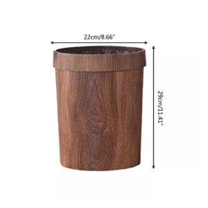 TIMLUX Retro Wood Grain Trash Can Home Living Room Kitchen Garbage Bin Office Toilet Paper Basket Bathroom Bedroom Supplies