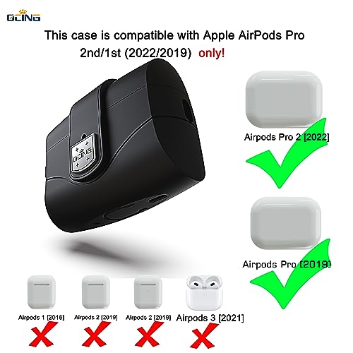 OCING 6 in One Airpods Pro 2 Case with Secure Lock, Full Body Protective Case Compatible with Airpod Pro 2nd / 1st Generation（2022/2019）, Supports Wireless Charging (Black)