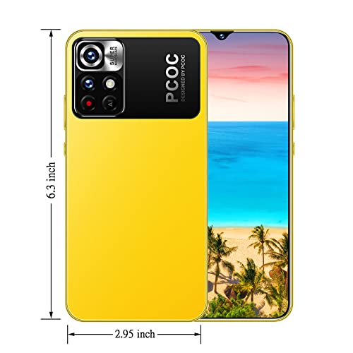 Android Smart Phone, 2022 Android 8.1 HD Full Screen Phone Smart Phone Unlocked Mobile Phone, 6.3-inch Unlocked Smartphones, 2800mAh, Dual SIM, 1GB ROM+8GB ROM (Yellow)