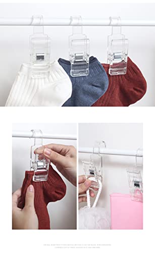 Tinkeep Large Laundry Hook Clothes pins 4pcs Sock Clip Laundry Clips with Springs, Strong Plastic Clothes Drying Line Pegsfor Home Kitchen Outdoor Trip (4)