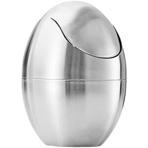 zerodeko desktop trash can egg shape countertop waste basket stainless steel garbage container bin table sundries organizer remote pen pencil holder for home office